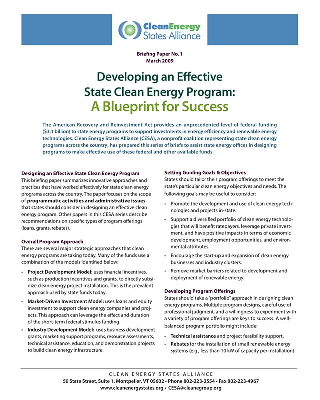 Developing an Effective State Clean Energy Program: A Blueprint for ...