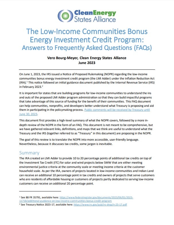 Low-Income Communities Bonus Energy Investment Credit Program: Answers ...