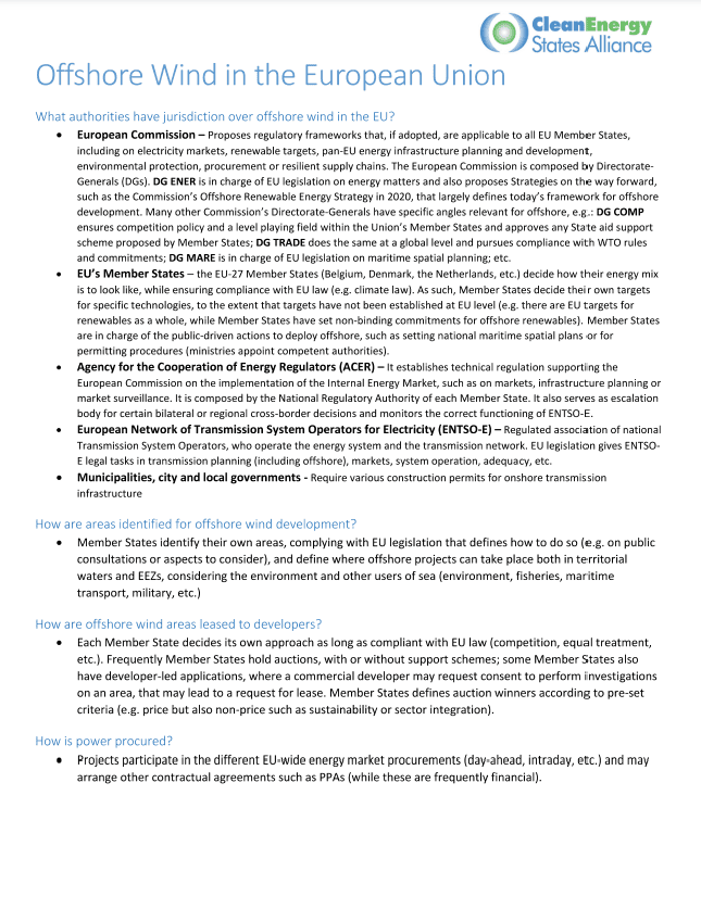 Offshore Wind in the European Union - Clean Energy States Alliance