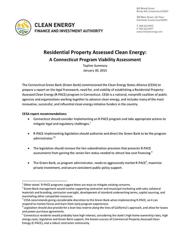 Residential Property Assessed Clean Energy: A Connecticut Program ...