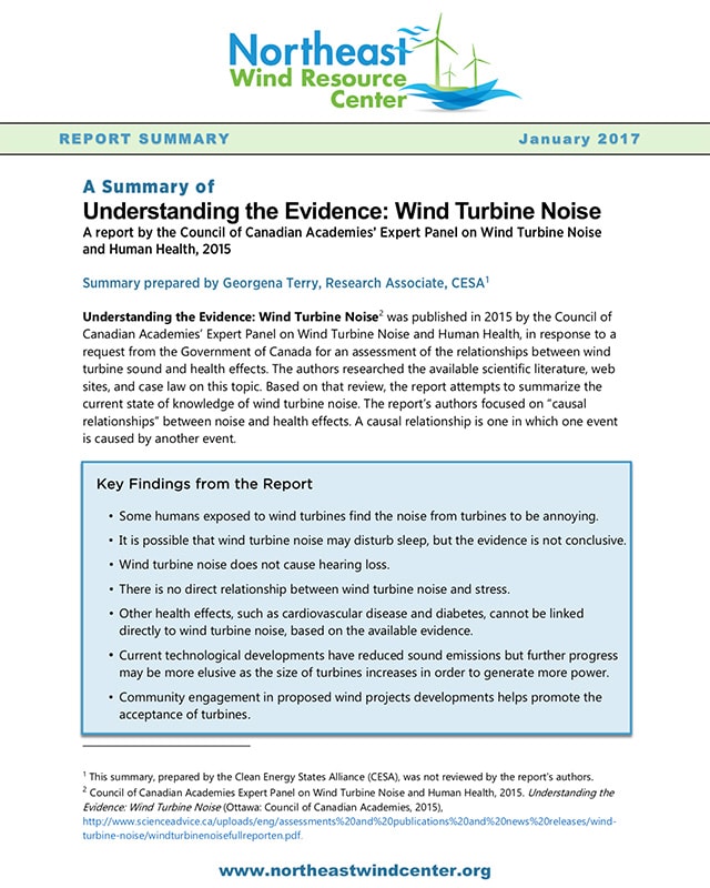 Summary of “Understanding the Evidence: Wind Turbine Noise” - Clean ...