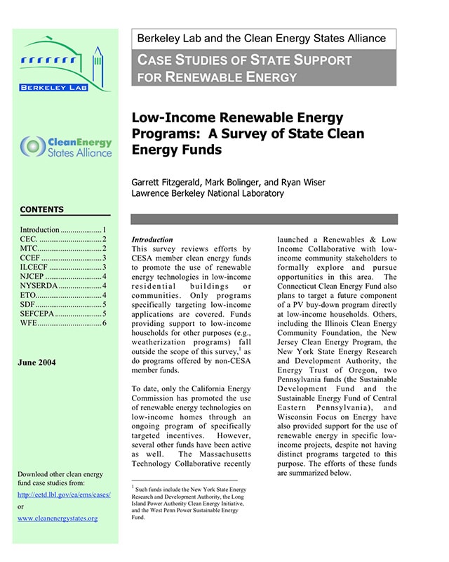 Low-Income Renewable Energy Programs: A Survey of State Clean Energy ...